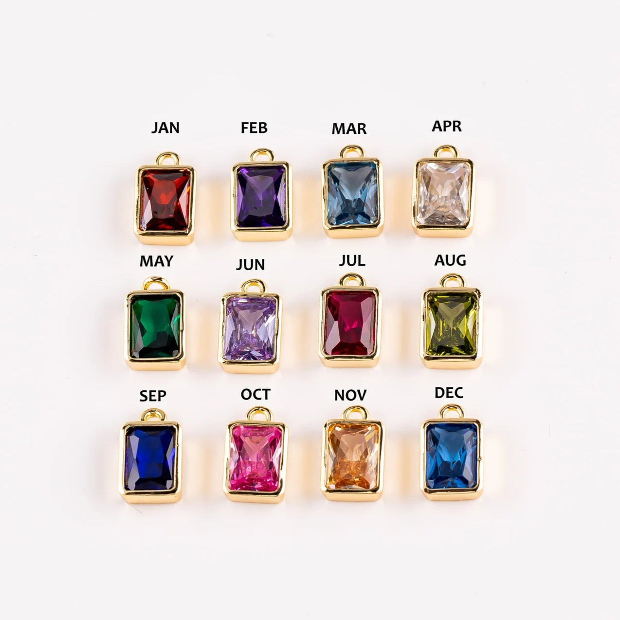 Rectangle Birthstone Charms – Tenfold Collective